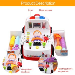 Liberty Imports 2-in-1 Ambulance Doctor Rescue Vehicle Set with Operation, Medical Tools, Lights, Music and Sounds