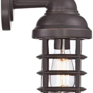 John Timberland Marlowe Rustic Industrial Farmhouse Outdoor Wall Light Fixture Bronze Cage 13" Clear Glass for Exterior Barn Deck House Porch Yard Patio Outside Garage Front Door Garden Home