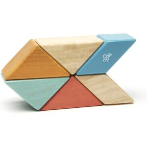 6 Piece Tegu Pocket Pouch Prism Magnetic Wooden Block Set, Sunset