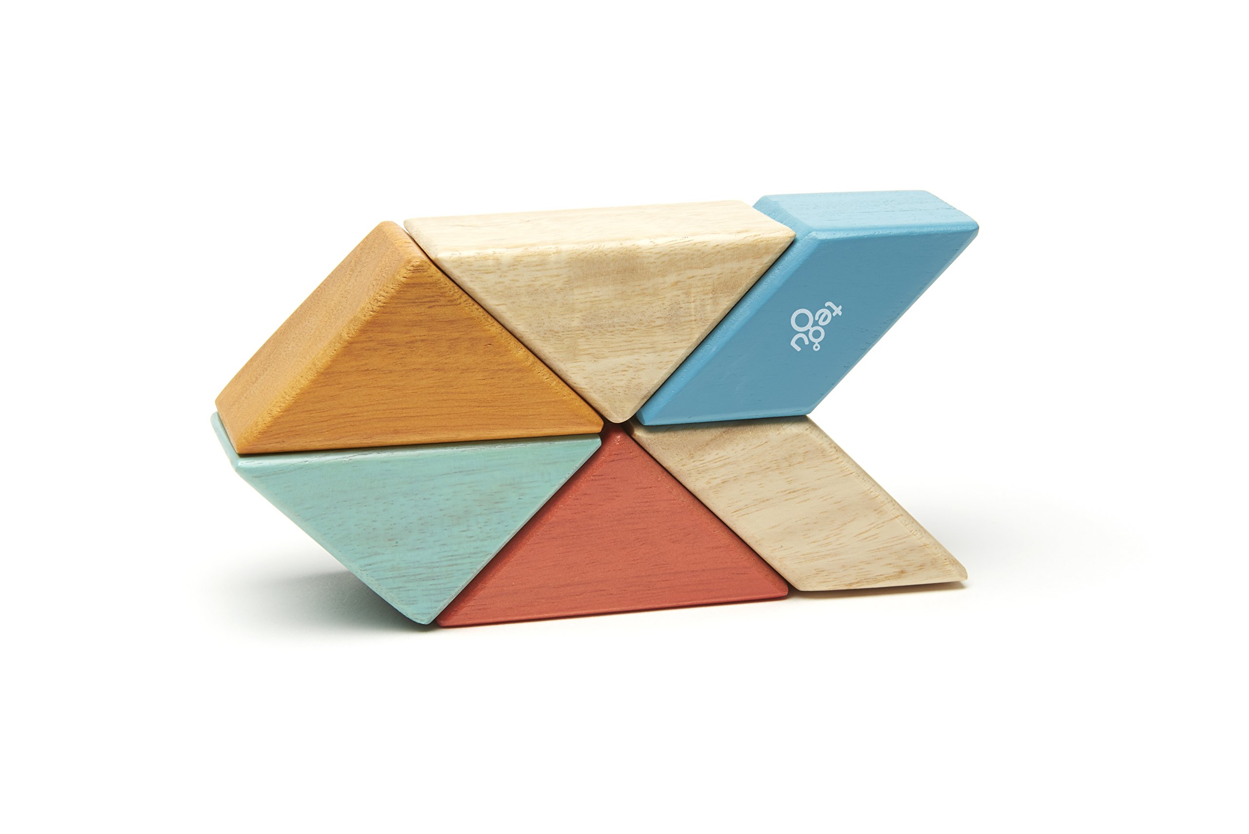 6 Piece Tegu Pocket Pouch Prism Magnetic Wooden Block Set, Sunset