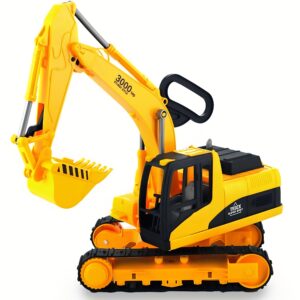 liberty imports oversized construction excavator kids toy play truck, large digger vehicle for boys with realistic movable claw, tracks 1:22 scale model