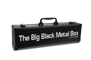 the big black metal box, compatible with cards against humanity, magic the gathering, mtg, (game not included) | includes 8 dividers | (long version) fits up to 1400 loose unsleeved cards