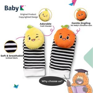 BABY K Baby Rattle Socks & Wrist Toys (Set C) - Newborn Toys for Baby Boy or Girl - Brain Development Infant Toys - Hand and Foot Rattles Suitable for 0-3, 3-6, 6-12 Months Babies