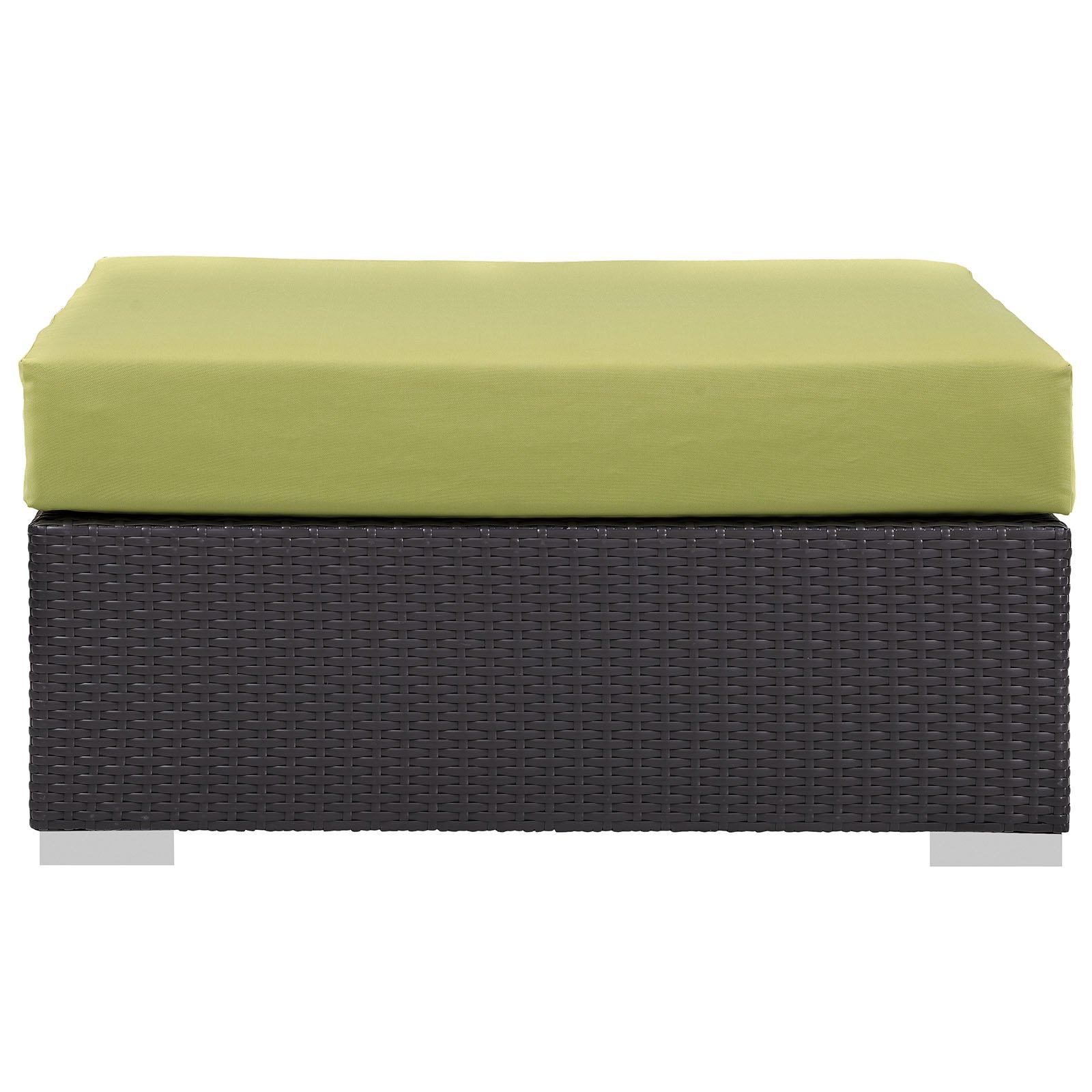 Modway Convene Wicker Rattan Outdoor Patio Large Square Ottoman in Espresso Peridot