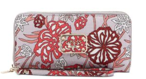 guess boxed ophelia large zip around wallet (rose multi)