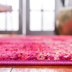 Unique Loom Jardin Collection Colorful, Vibrant, Abstract Watercolor Area Rug, 6' 1" x 9' Rectangle, Pink/Brown