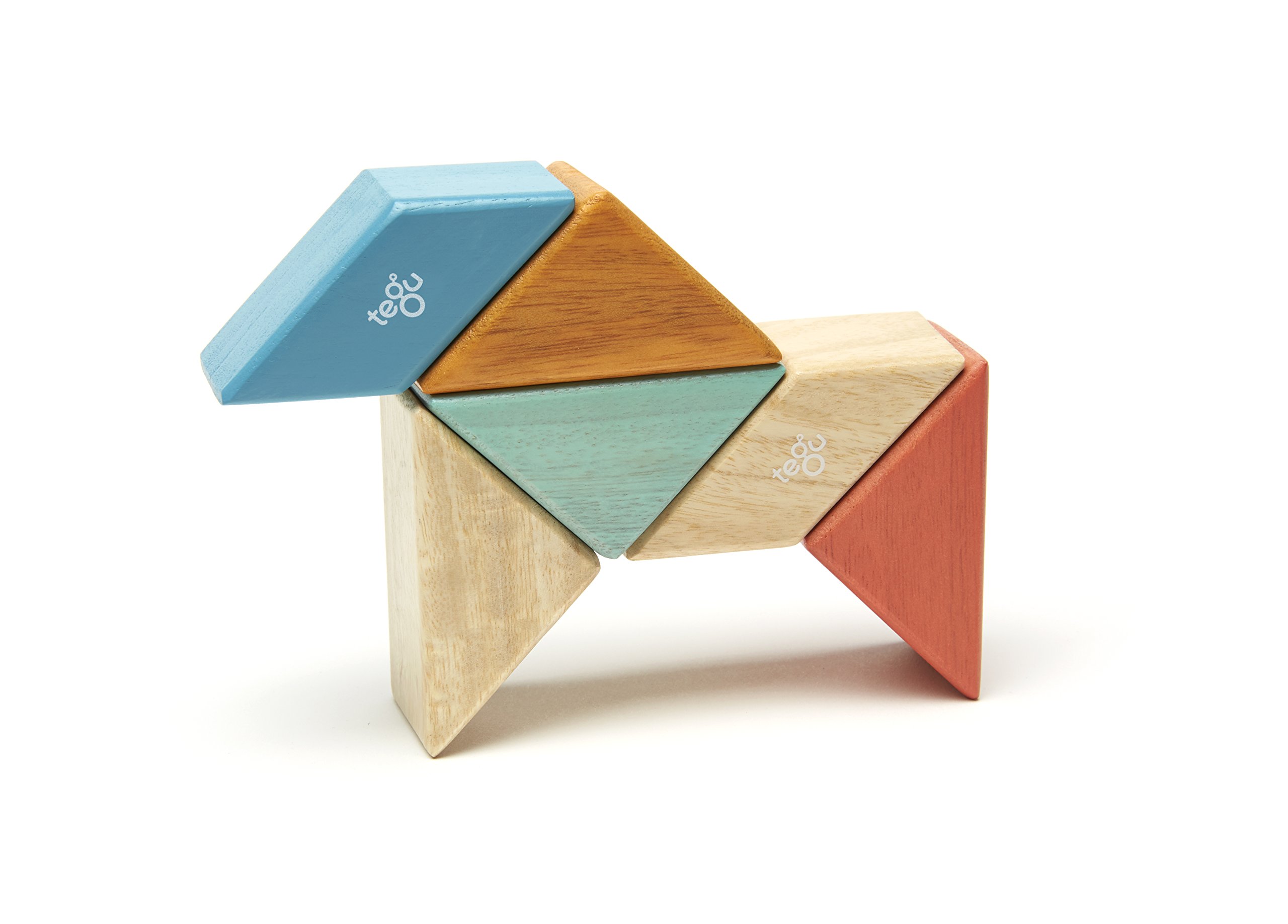 6 Piece Tegu Pocket Pouch Prism Magnetic Wooden Block Set, Sunset