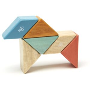 6 Piece Tegu Pocket Pouch Prism Magnetic Wooden Block Set, Sunset