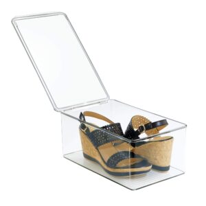 idesign plastic box, closet storage holder for organizing flats, wedges, athletic shoes, sandals, clothing, 7.25" x 12.75" x 5", clear