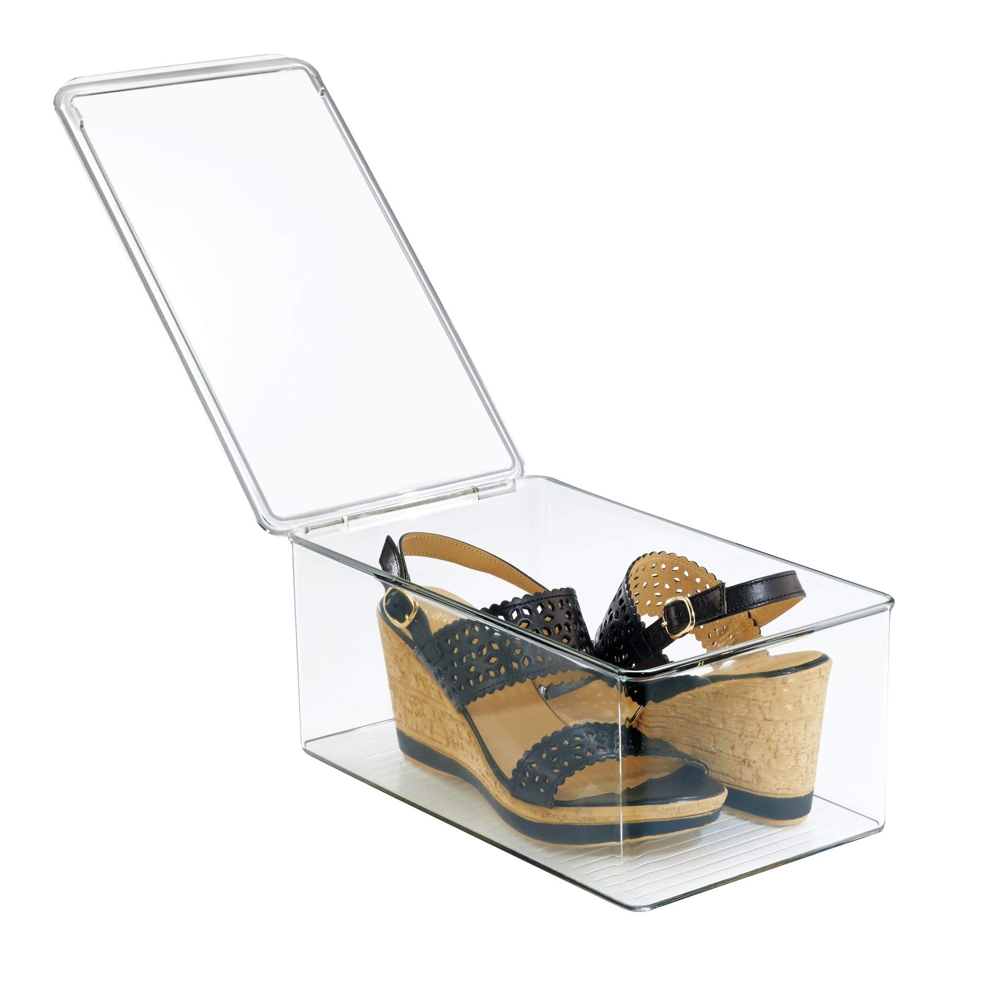 iDesign Plastic Box, Closet Storage Holder for Organizing Flats, Wedges, Athletic Shoes, Sandals, Clothing, 7.25" x 12.75" x 5", Clear