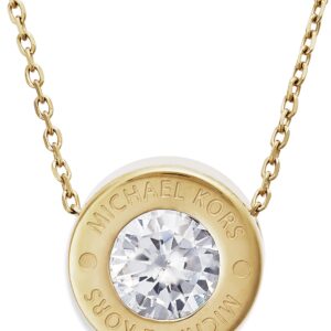 Michael Kors Stainless Steel and Pavé Crystal Pendant Necklace for Women, Color: Gold (Model: MKJ5340710)