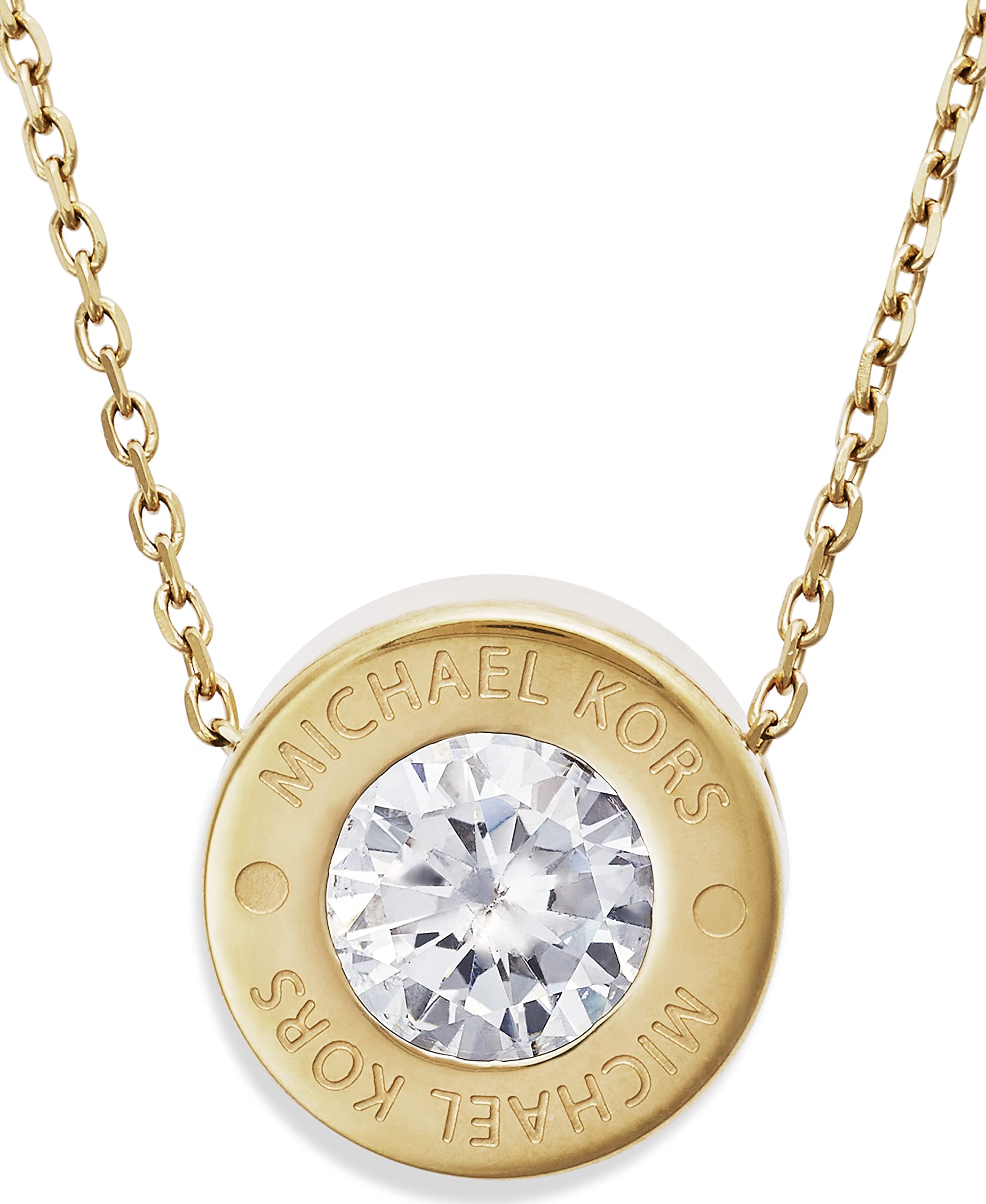 Michael Kors Stainless Steel and Pavé Crystal Pendant Necklace for Women, Color: Gold (Model: MKJ5340710)