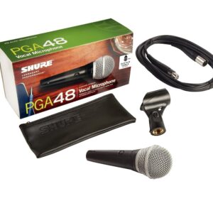 Shure PGA48 Microphone Bundle with MIC Boom Stand and 1/4" Cable