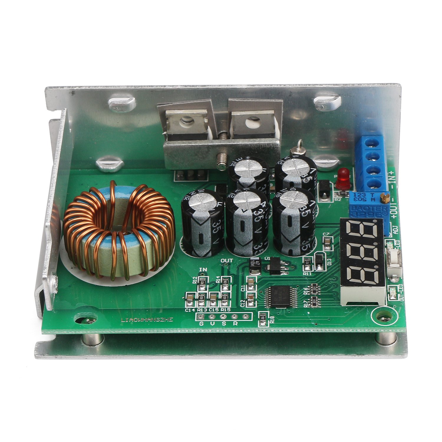 DROK® DC-DC Buck Converter 3.5-30V to 0.8-29V 10A Step-down Volt Adjustable Output Voltage Regulator Module Power Supply with High Accuracy Voltmeter Red Digital Tube Display