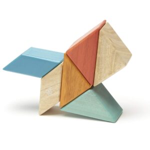 6 Piece Tegu Pocket Pouch Prism Magnetic Wooden Block Set, Sunset