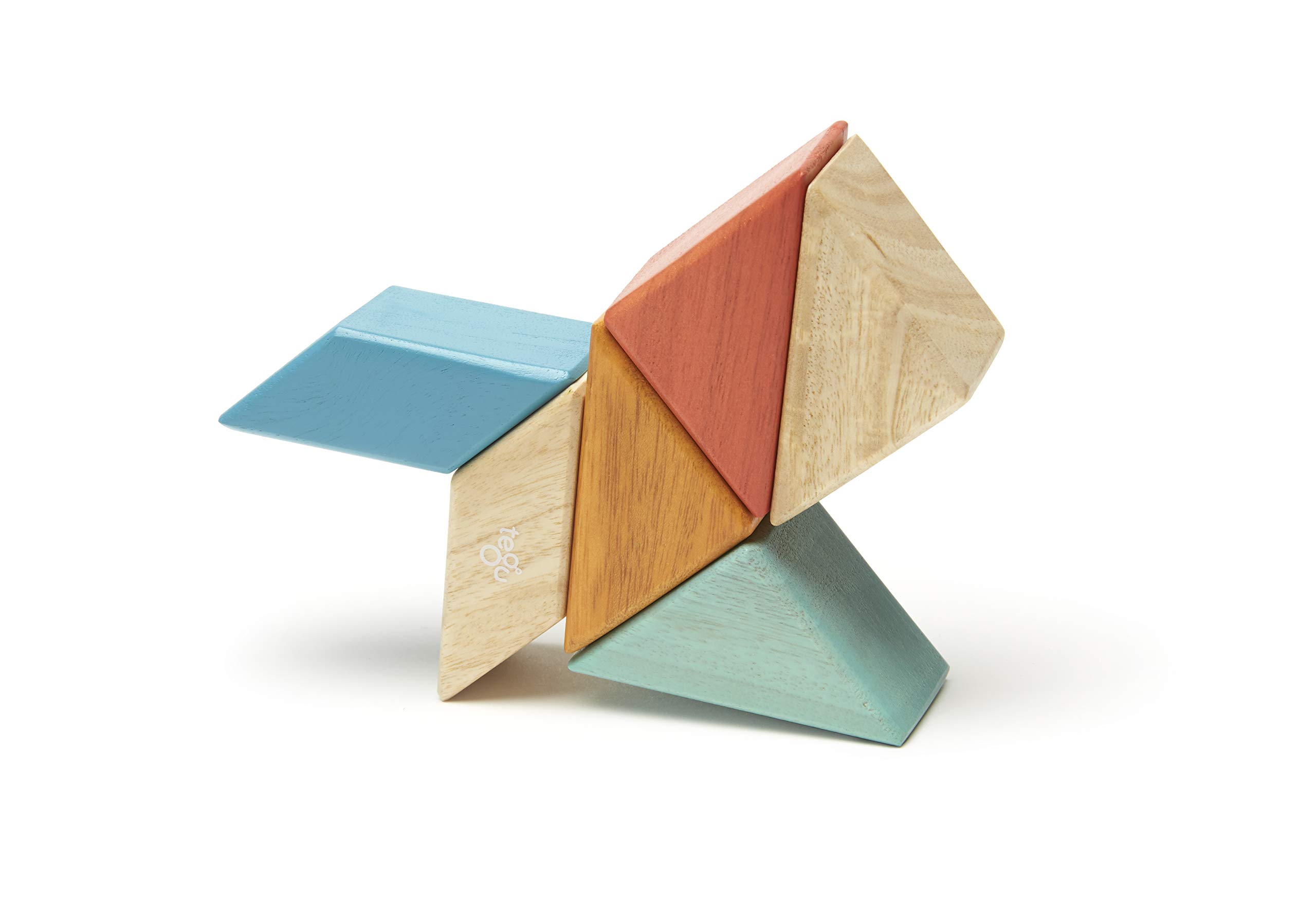 6 Piece Tegu Pocket Pouch Prism Magnetic Wooden Block Set, Sunset