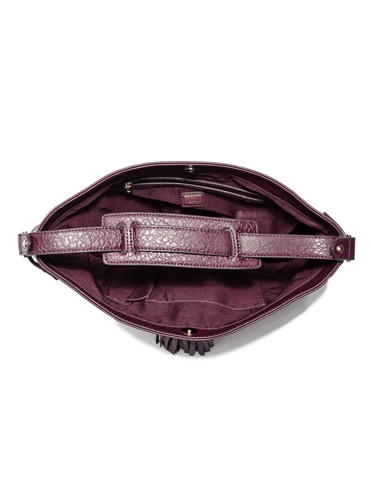 GUESS Women's Molly Tassel Large Hobo Travel Shopper Bag, Dark Plum