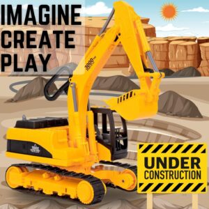 Liberty Imports Oversized Construction Excavator Kids Toy Play Truck, Large Digger Vehicle for Boys with Realistic Movable Claw, Tracks 1:22 Scale Model