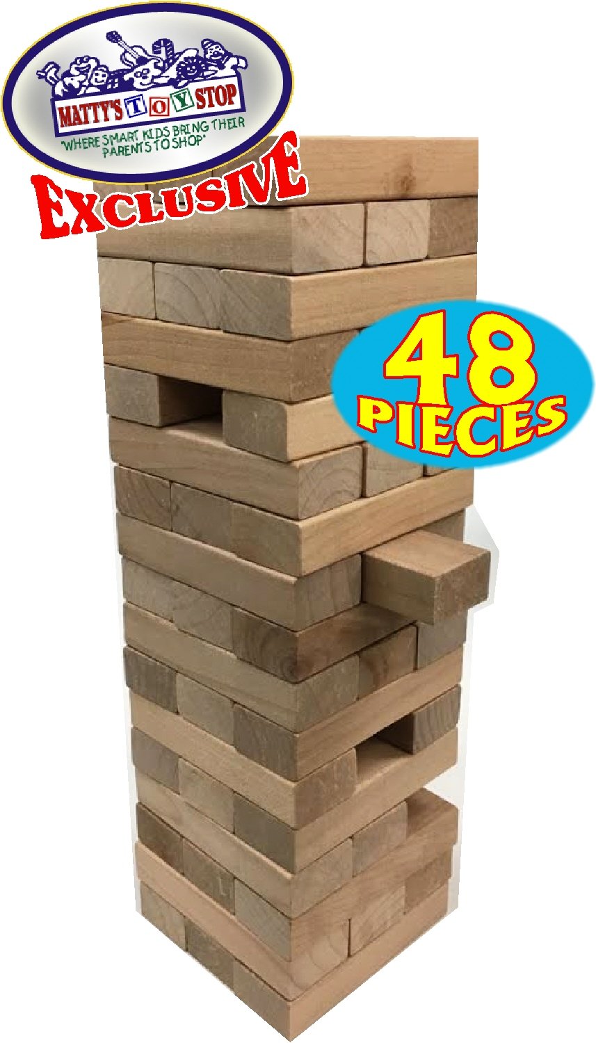 Matty's Toy Stop Wooden Tower Deluxe Stacking Game with Exclusive Storage Bag