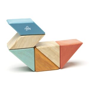 6 Piece Tegu Pocket Pouch Prism Magnetic Wooden Block Set, Sunset