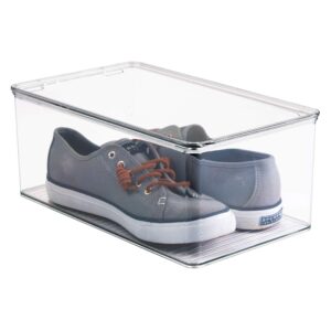 iDesign Plastic Box, Closet Storage Holder for Organizing Flats, Wedges, Athletic Shoes, Sandals, Clothing, 7.25" x 12.75" x 5", Clear