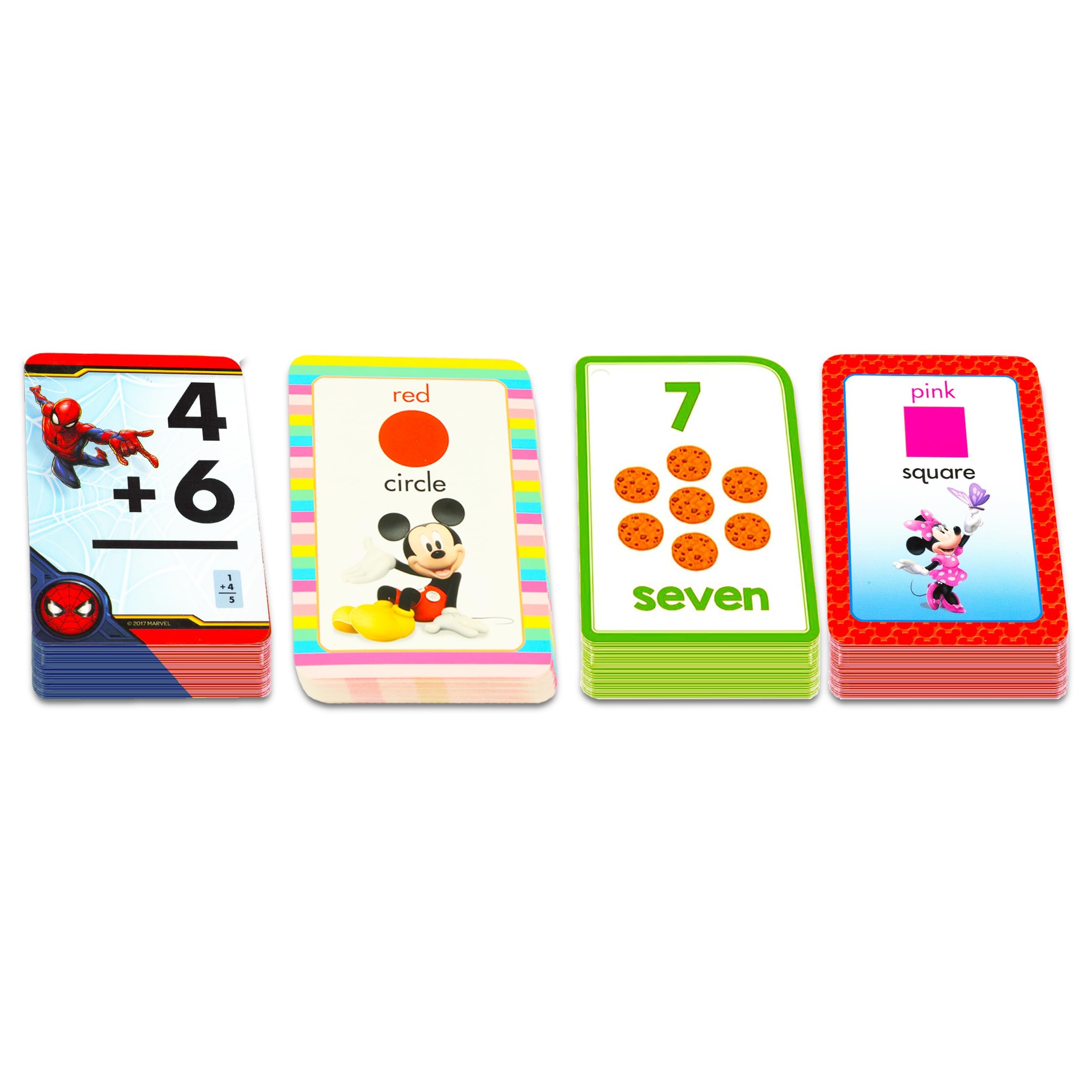 Disney Flash Cards for Toddlers 2-4 - Bundle of 4 Early Learning Decks: Colors, Shapes, Numbers and More Featuring Mickey, Minnie, and Spiderman