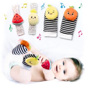 baby k baby rattle socks & wrist toys (set c) - newborn toys for baby boy or girl - brain development infant toys - hand and foot rattles suitable for 0-3, 3-6, 6-12 months babies