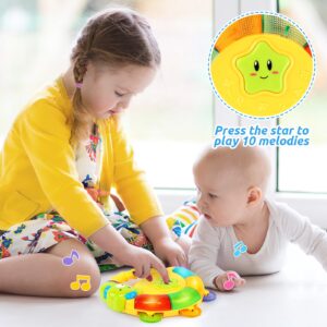 Baby Tambourine Toy with Music & Light,Toddlers Rattle,Musical Instruments,Light up Toy,Take Along,BPA Free,Ages 6-12 Months