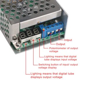 DROK® DC-DC Buck Converter 3.5-30V to 0.8-29V 10A Step-down Volt Adjustable Output Voltage Regulator Module Power Supply with High Accuracy Voltmeter Red Digital Tube Display