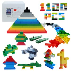 brickyard building blocks 1,100 piece building bricks toy - bulk block set with 154 roof pieces, 2 free brick separators, compatible with lego