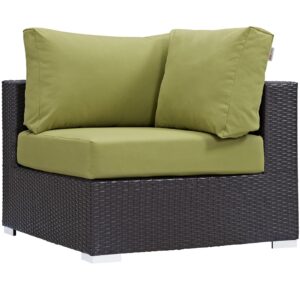 modway convene wicker rattan outdoor patio sectional sofa corner seat in espresso peridot