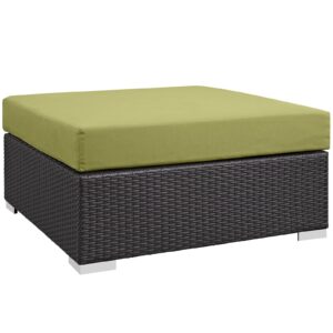 modway convene wicker rattan outdoor patio large square ottoman in espresso peridot