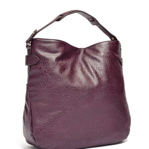 GUESS Women's Molly Tassel Large Hobo Travel Shopper Bag, Dark Plum