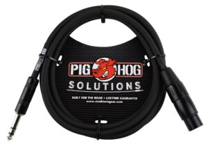 pig hog px-tmxf6 1/4" trs to xlr adaptor cable, 6 feet