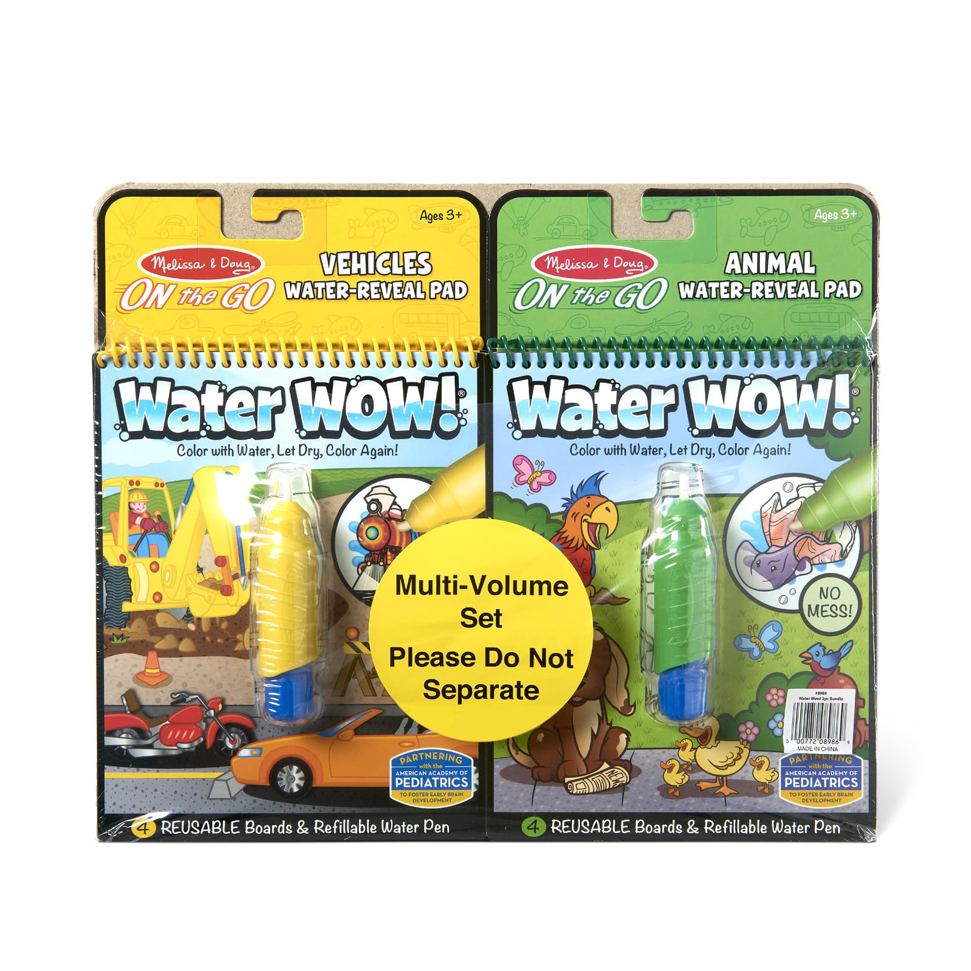 Melissa & Doug On the Go Water Wow! Reusable Water-Reveal Activity Pads, 2-pk, Vehicles, Animals - FSC Certified