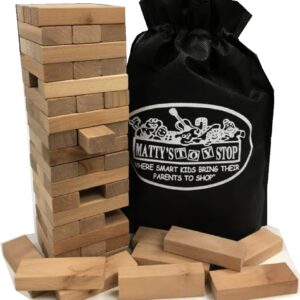 Matty's Toy Stop Wooden Tower Deluxe Stacking Game with Exclusive Storage Bag