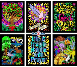 stuff2color christian coloring 6 pack of fuzzy posters - prayer edition - religious and motivational arts and crafts project for all ages