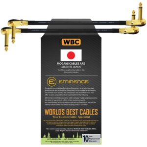 worlds best cables 2 units - 5 inch - s-shaped pedal, effects, patch, instrument cable custom made made using mogami 2524 wire and eminence gold plated (6.35mm) r/a pancake type connectors