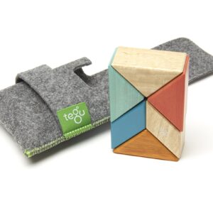 6 Piece Tegu Pocket Pouch Prism Magnetic Wooden Block Set, Sunset