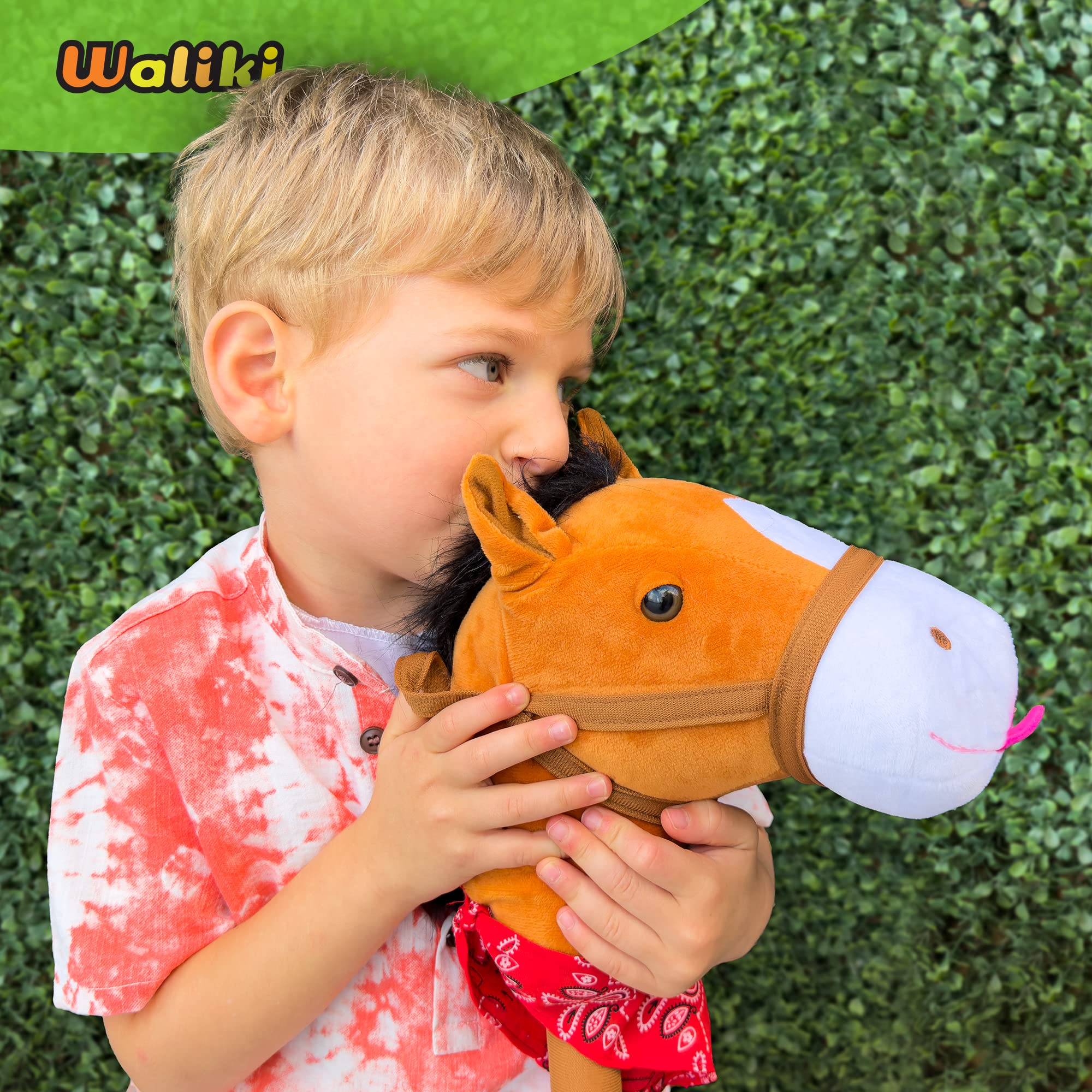 WALIKI Stick Horse Toy for Boys and Girls | Fun Cowboy & Cowgirl Pretend Play | Cool Toys for Kids Ages 3 4 5 6 | Birthday Gift for Active Toddlers (Brown)