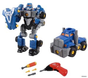 memtes® take-a-part robot toy truck toy, included with power drill (42 pieces)