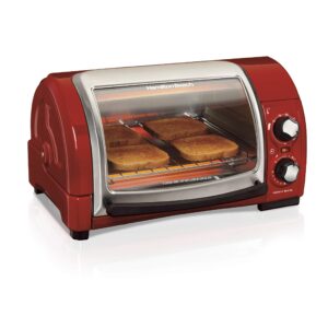 hamilton beach easy reach countertop toaster oven, 4-slices, red (31337d)