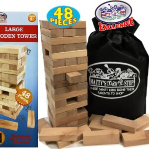 Matty's Toy Stop Wooden Tower Deluxe Stacking Game with Exclusive Storage Bag