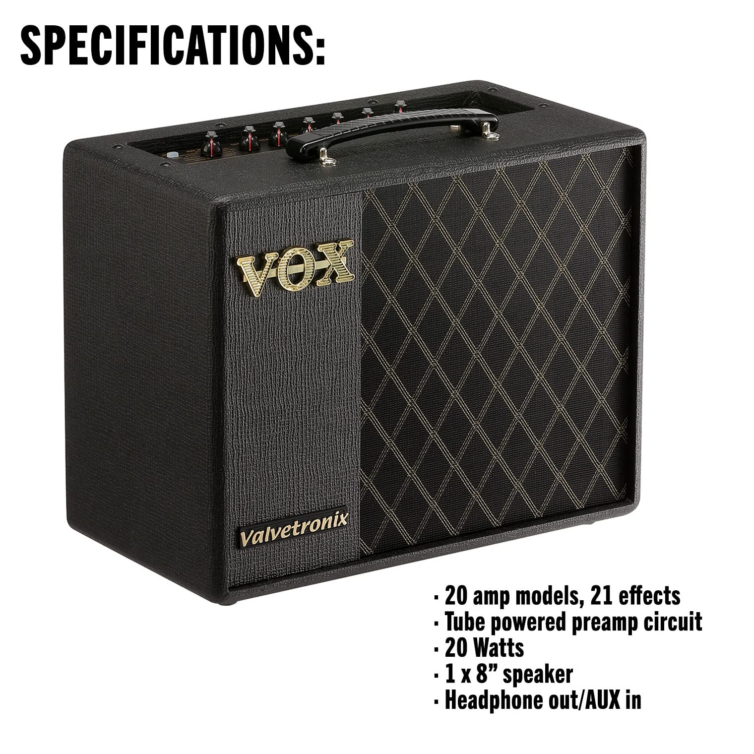 VOX Valvetronix VT20X Modeling Amplifier,Black