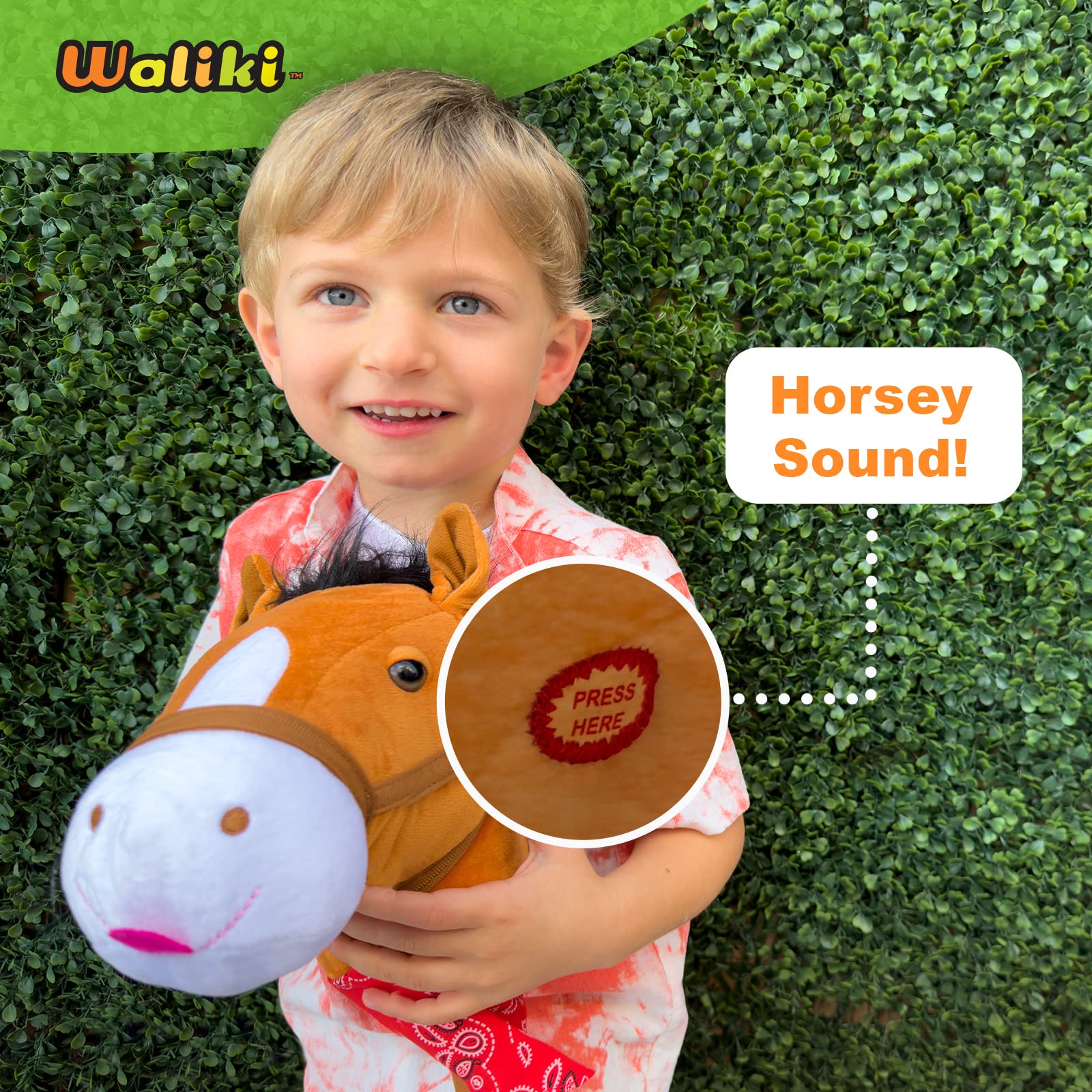 WALIKI Stick Horse Toy for Boys and Girls | Fun Cowboy & Cowgirl Pretend Play | Cool Toys for Kids Ages 3 4 5 6 | Birthday Gift for Active Toddlers (Brown)