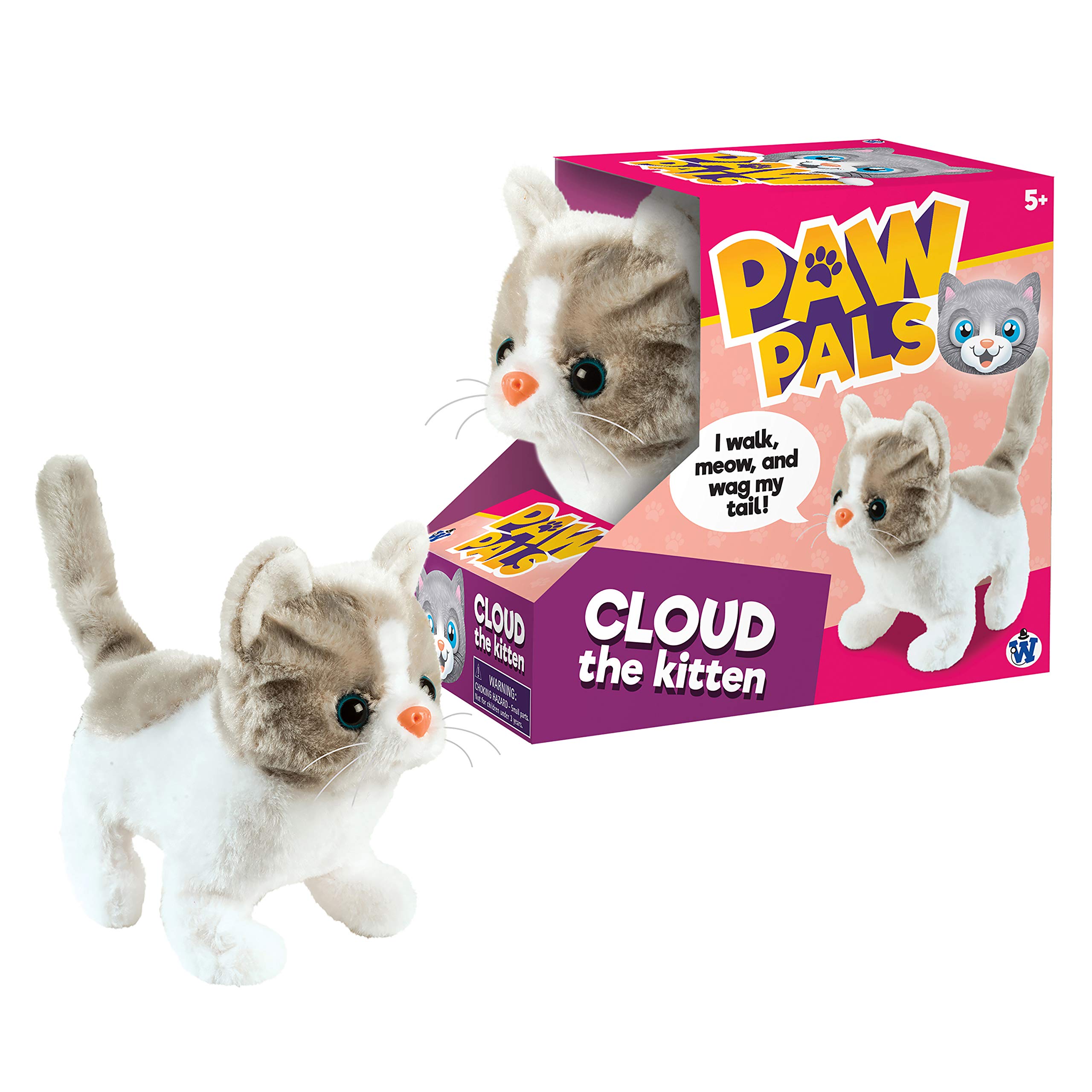 Westminster, Inc. Cloud the Kitten - Cute, Cuddly, Plush Battery Operated Cat Toy Walks, Wiggles, and Meows with Sound