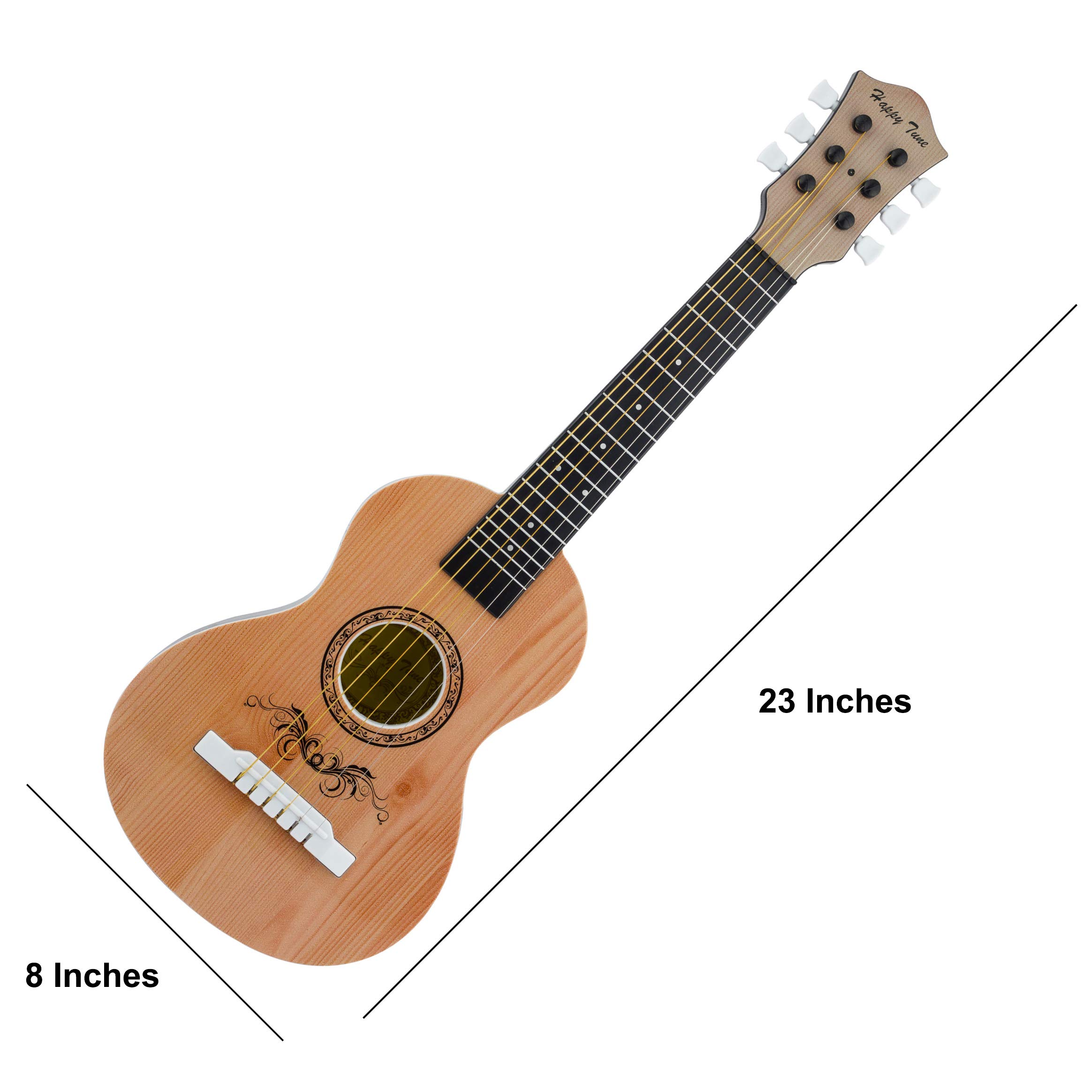 23" Acoustic Guitar, Kids 6 String Toy Guitar - Realistic Steel Strings - Beginner Practice First Musical Instrument for Children, Toddlers (Natural)