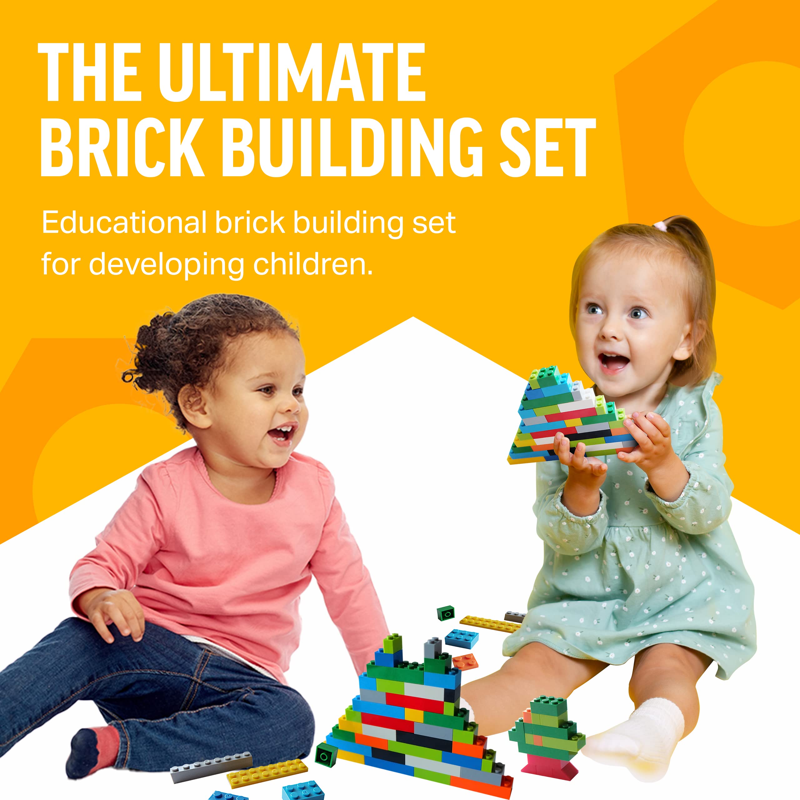 Brickyard Building Blocks 1,100 Piece Building Bricks Toy - Bulk Block Set with 154 Roof Pieces, 2 Free Brick Separators, Compatible with Lego