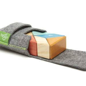 6 Piece Tegu Pocket Pouch Prism Magnetic Wooden Block Set, Sunset