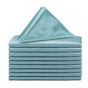 your chair covers - 20 inch satin washable oversized cloth napkins, hemmed reusable table napkins for restaurant, dinner, bistro, wedding, event, parties, kitchen - turquoise (pack of 10)